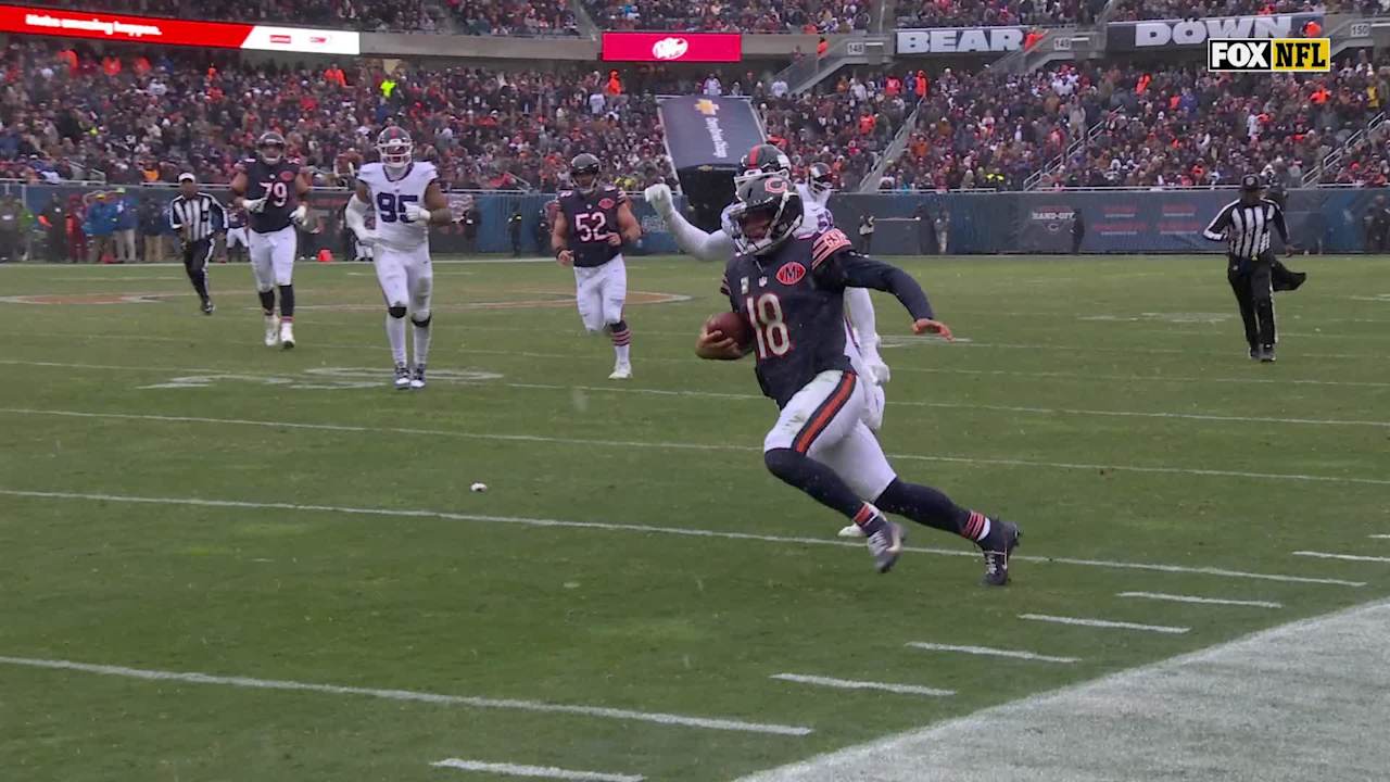 Chicago Bears running back Caleb Williams scrambles out of pocket for ...
