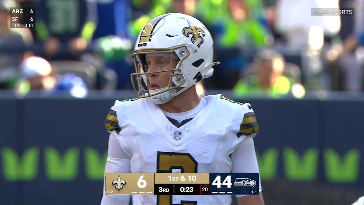 New Orleans Saints' quarterback Spencer Rattler's 21-yard connection ...