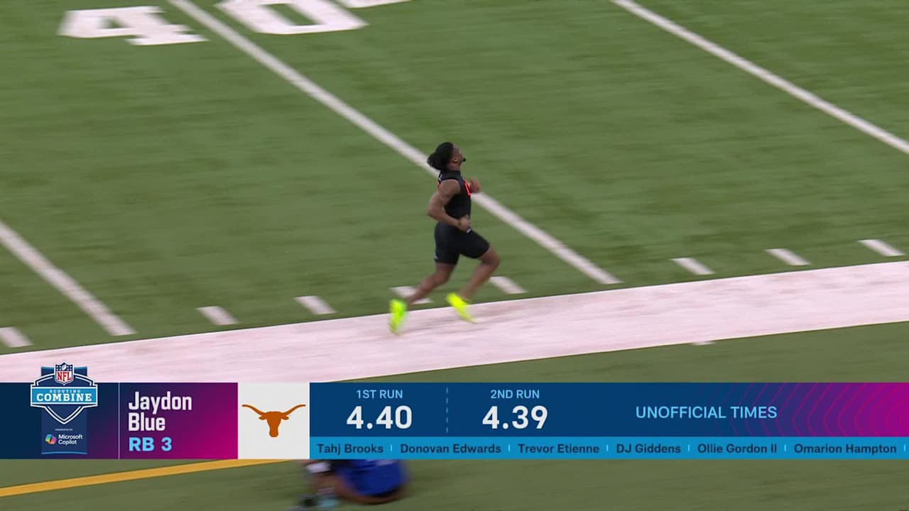 Running back Jaydon Blue runs official 4.38-second 40-yard dash at 2025 ...