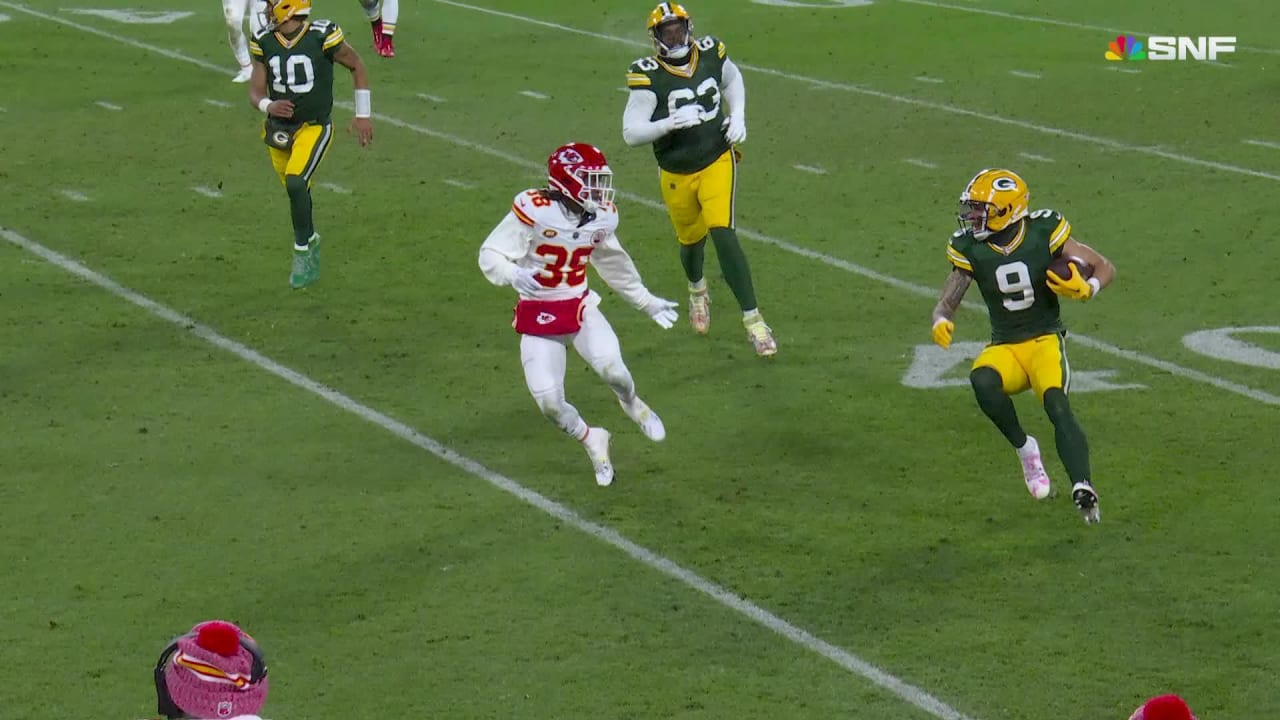 Green Bay Packers wide receiver Christian Watson's 13-yard run on a ...