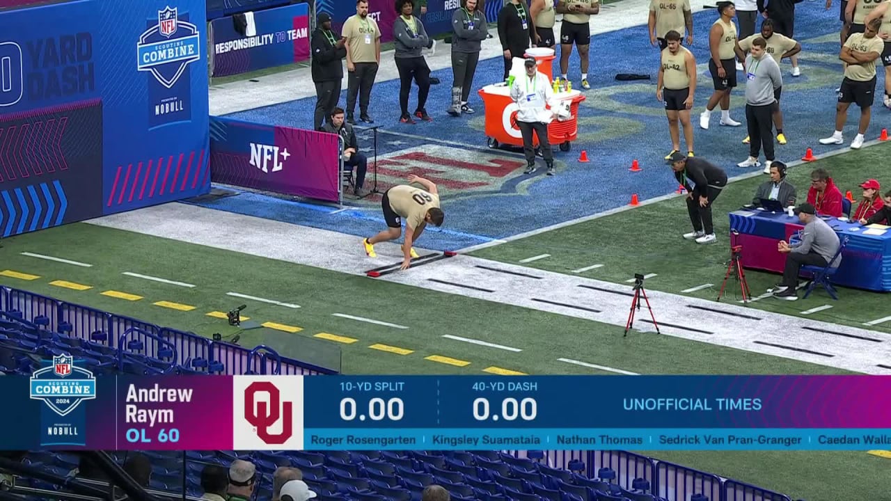 Center Andrew Raym runs official 5.42-second 40-yard dash at 2024 combine