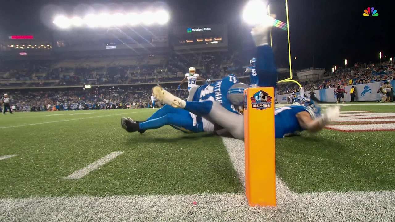 Los Angeles Chargers running back Kimani Vidal punches in his second TD ...