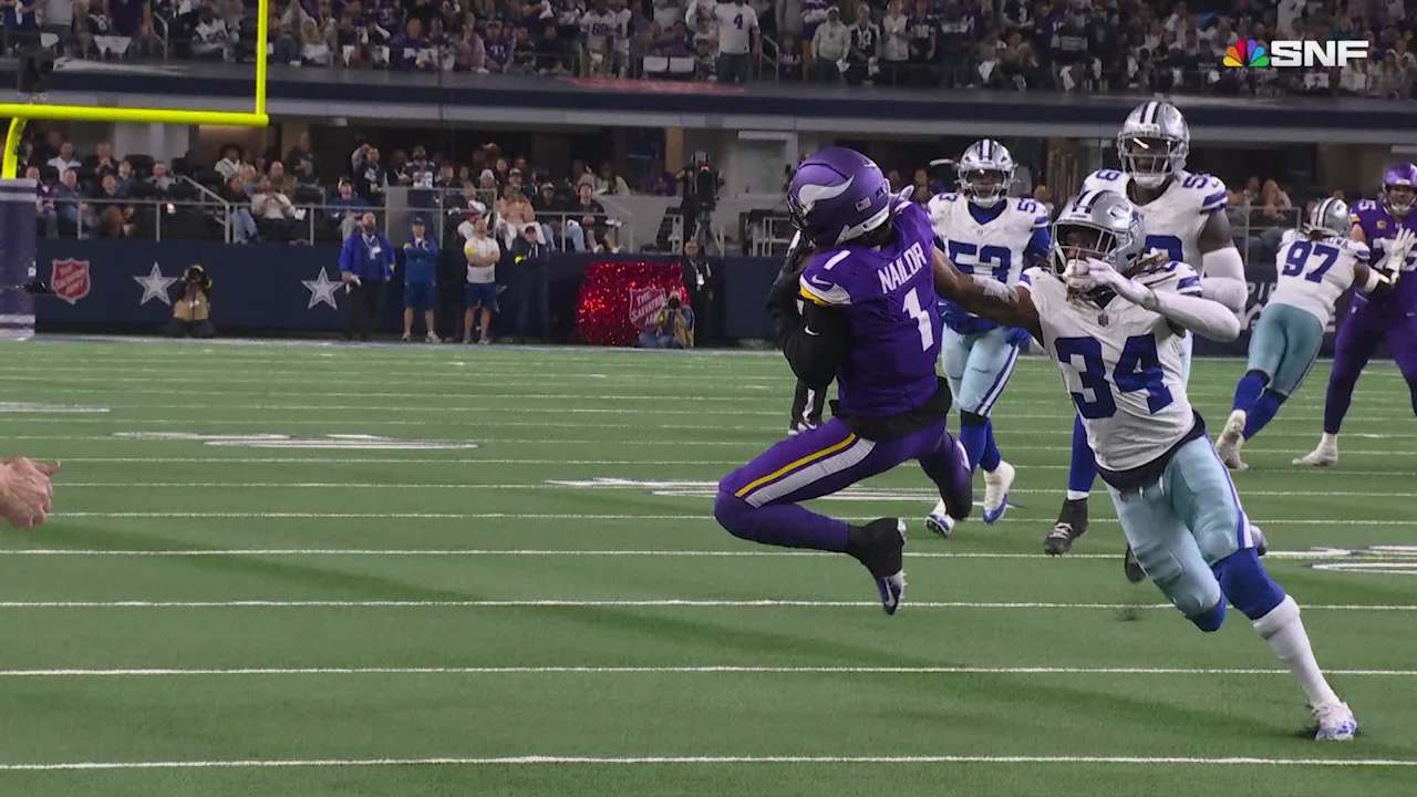 Minnesota Vikings quarterback J.J. McCarthy's 23-yard back-shoulder ...