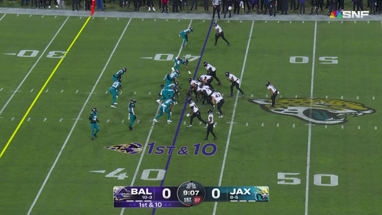 Baltimore Ravens running back Keaton Mitchell turns a swing pass into ...