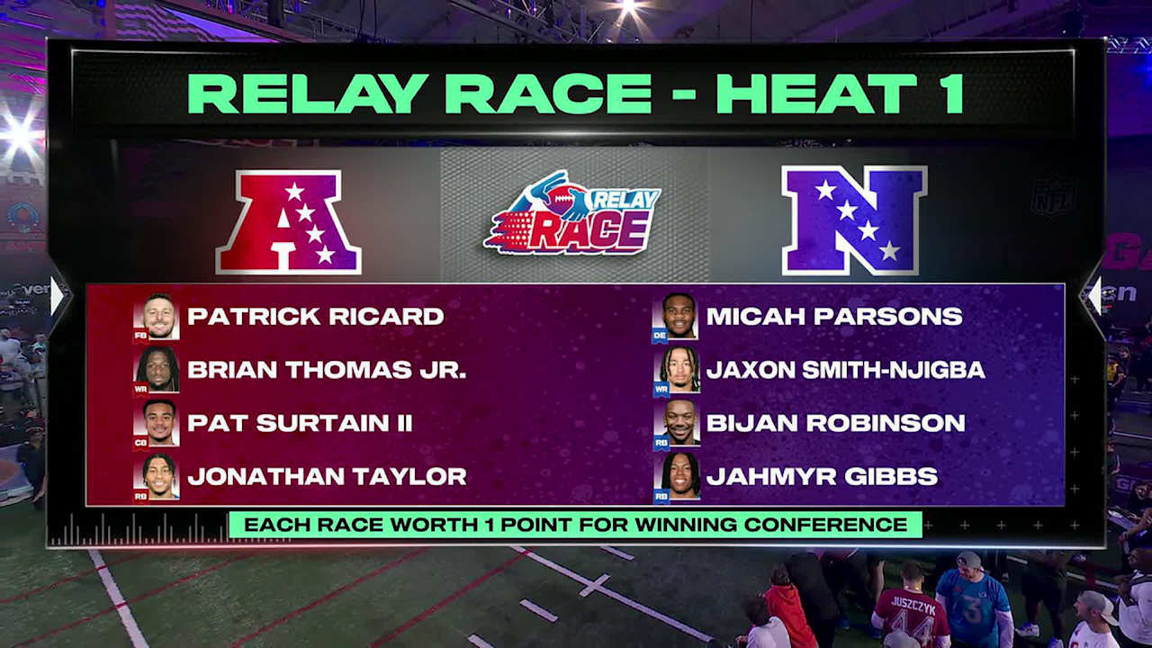 NFC and AFC squads compete in the Relay Race Heat 1 | Pro Bowl Games ...