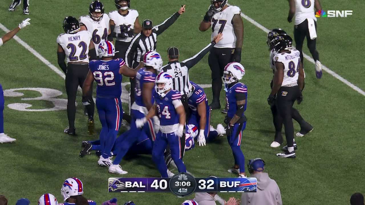 Baltimore Ravens running back Derrick Henry fumbles the ball and the ...