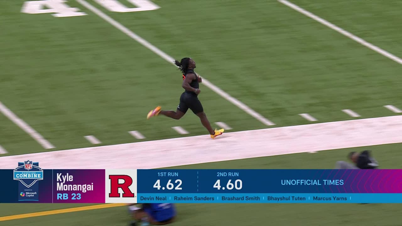 Running back Kyle Monangai runs official 4.60-second 40-yard dash at ...