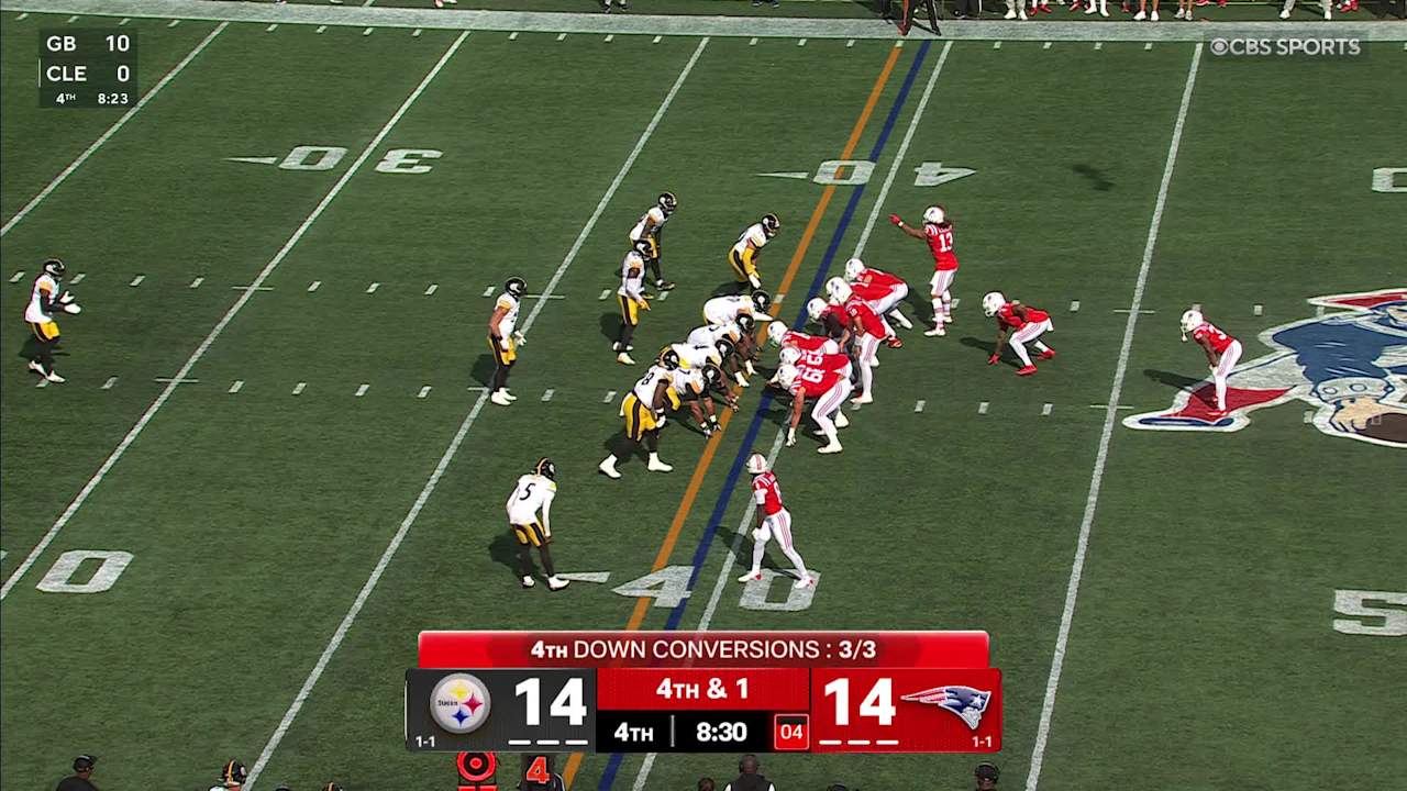 New England Patriot's quarterback Drake Maye's fourth-down bootleg nets ...