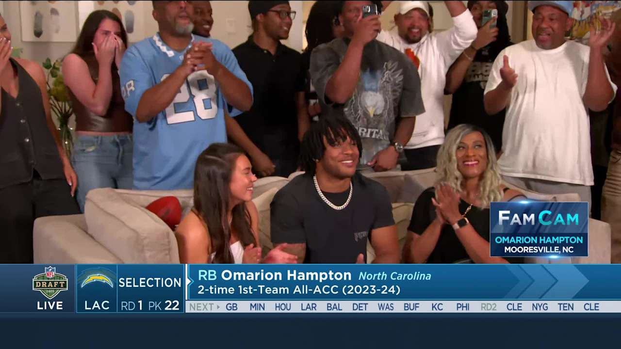Los Angeles Chargers select running back Omarion Hampton with No. 22 ...