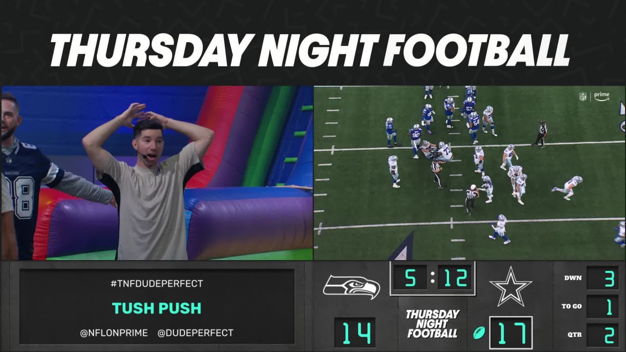 Dude Perfect crew plays tush push mini game | 'TNF' Dude Perfect