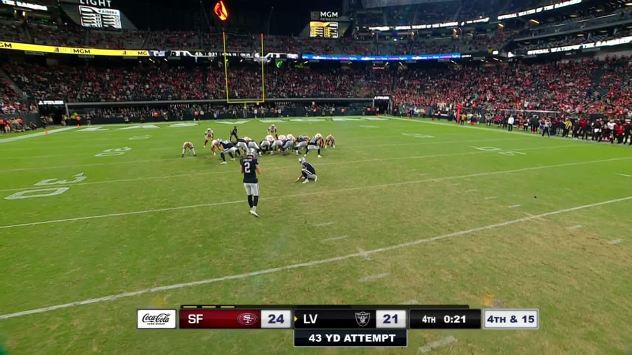 Las Vegas Raiders kicker Daniel Carlson's 43-yard FG brings 49ers ...
