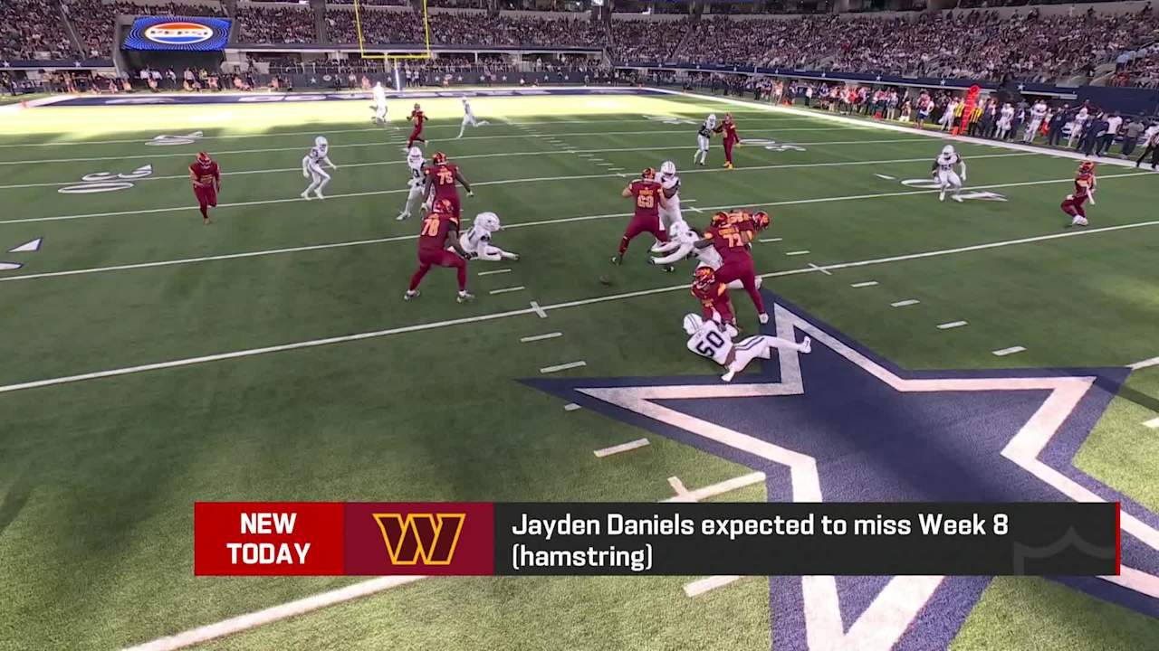 Injury updates on Washington Commanders quarterback Jayden Daniels ...