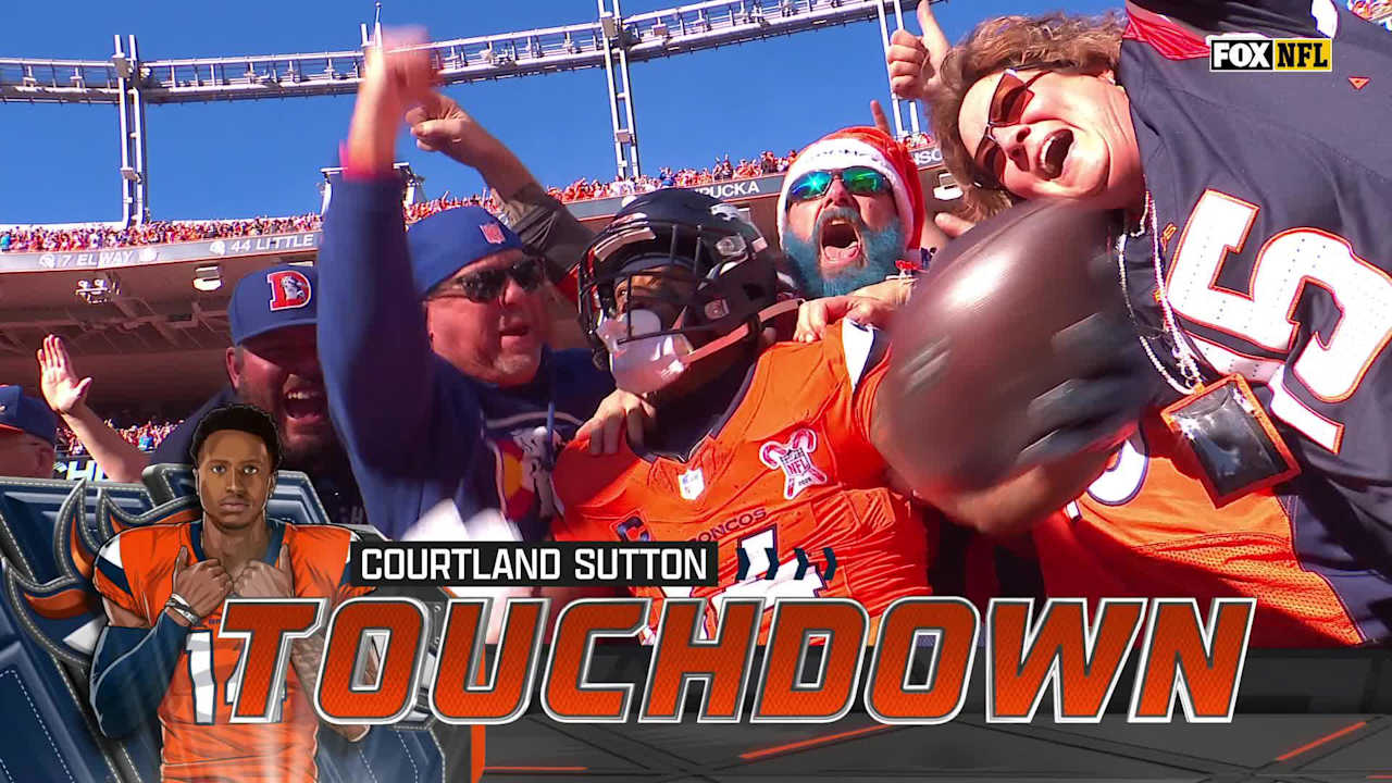 Denver Broncos quarterback Bo Nix lofts a 15-yard corner touchdown pass ...