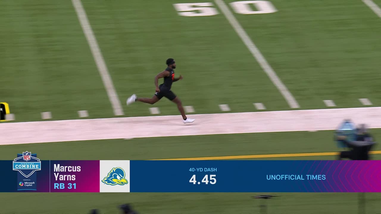 Running back Marcus Yarns runs official 4.45-second 40-yard dash at ...