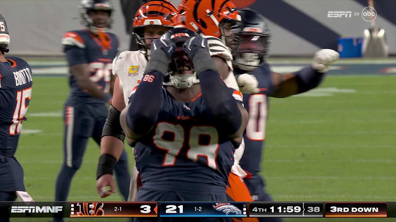 Denver Broncos defensive end John Franklin-Myers' second sack of 2025 ...