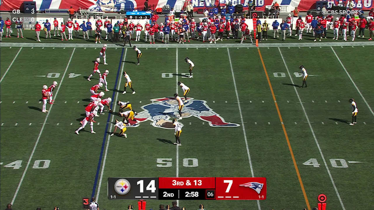 New England Patriots' quarterback Drake Maye's 20-yard strike to wide ...