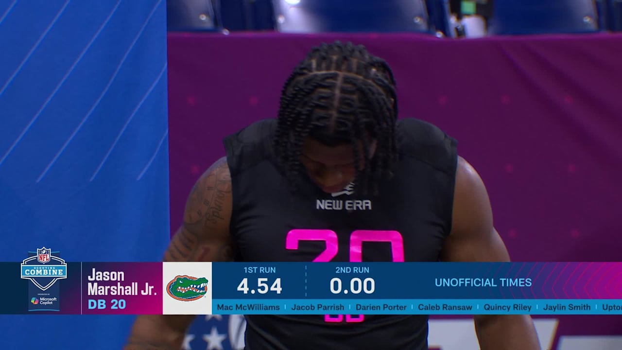 Cornerback Jason Marshall Jr. runs official 4.49-second 40-yard dash at 2025 NFL Scouting Combine