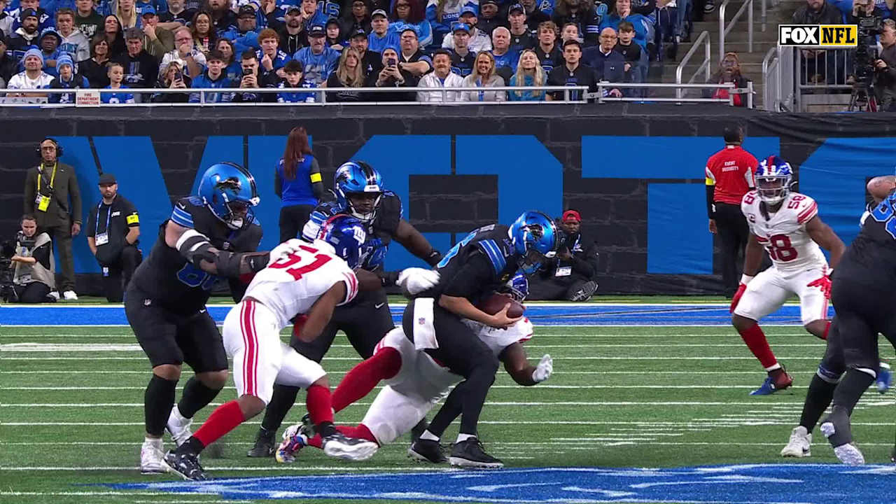 New York Giants defensive tackle Darius Alexander engulfs Goff for ...