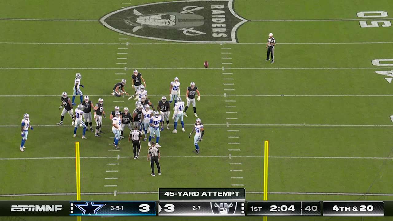 Las Vegas Raiders kicker Daniel Carlson's 45-yard field goal gives ...