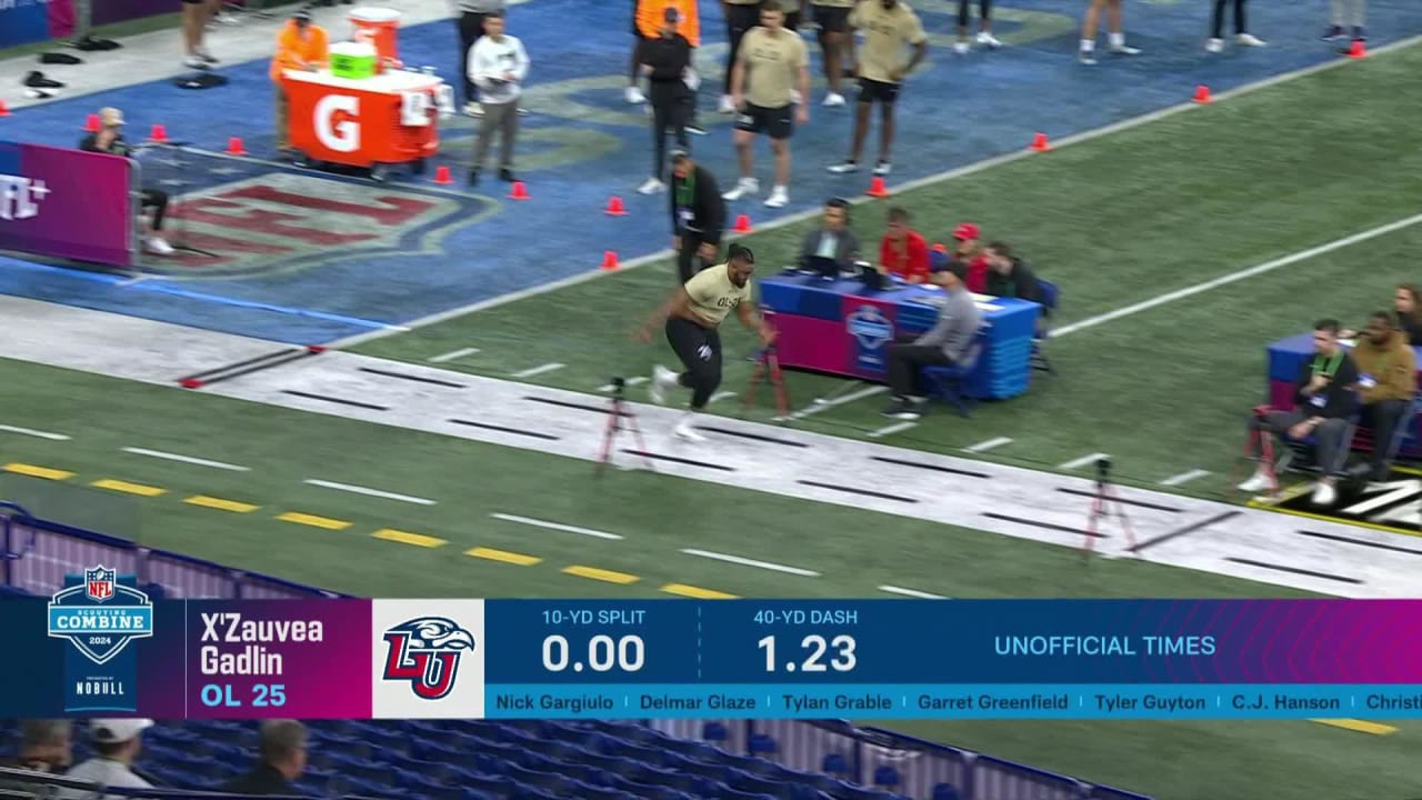 Offensive guard X'Zauvea Gadlin runs official 5.50-second 40-yard dash ...