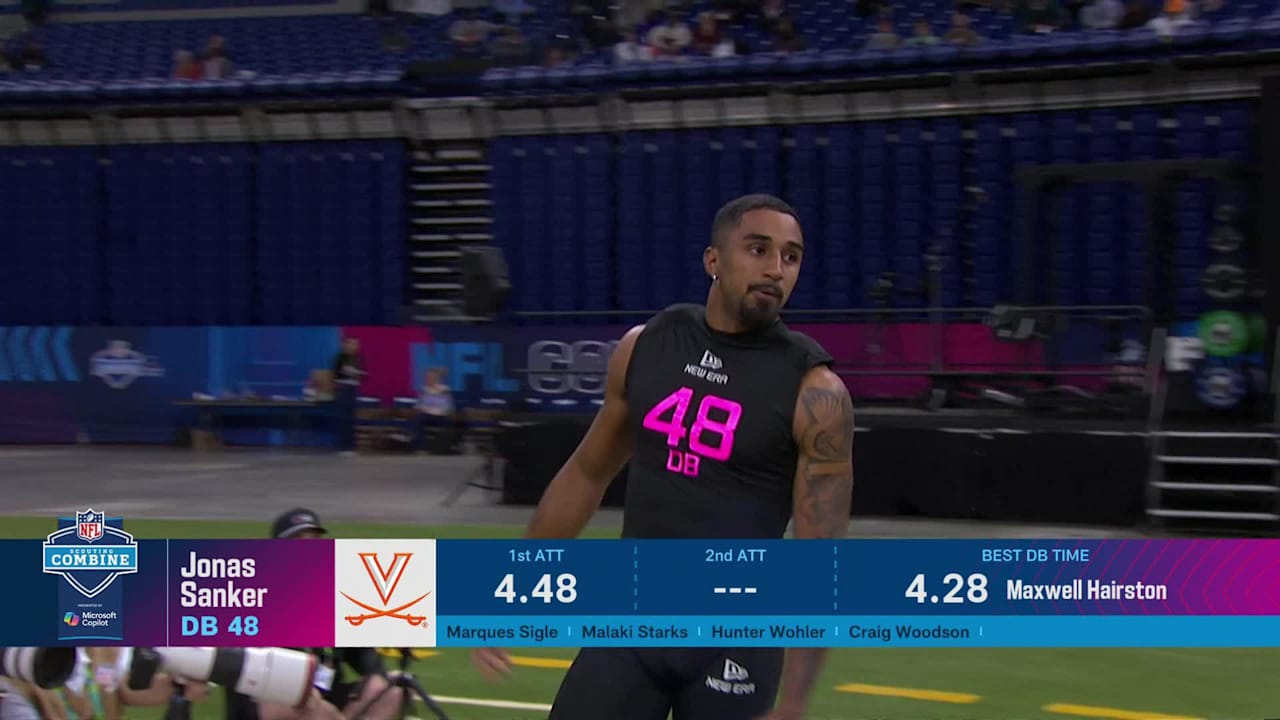 Safety Jonas Sanker runs official 4.48-second 40-yard dash at 2025 combine