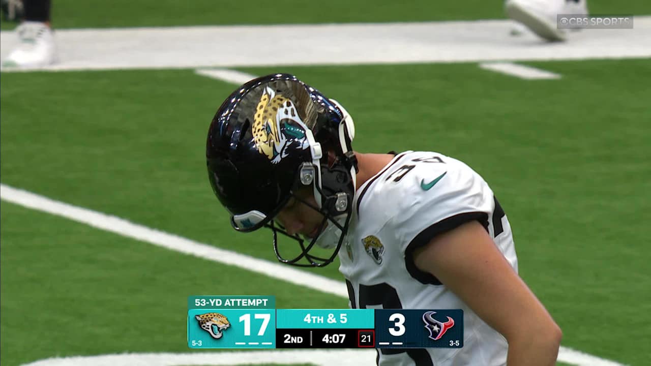 Jacksonville Jaguars kicker Cam Little drills a 53-yard field goal to ...