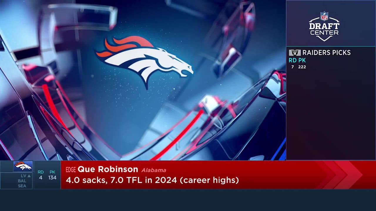 Denver Broncos select linebacker Que Robinson with No. 134 pick in 2025 ...