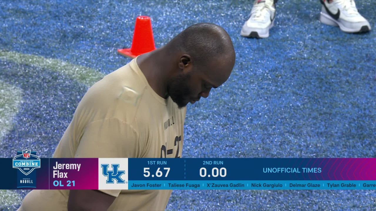 Offensive tackle Jeremy Flax runs 40-yard dash at 2024 combine