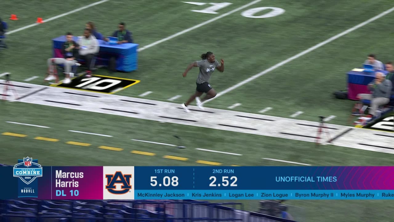Defensive tackle Marcus Harris runs 40-yard dash at 2024 combine