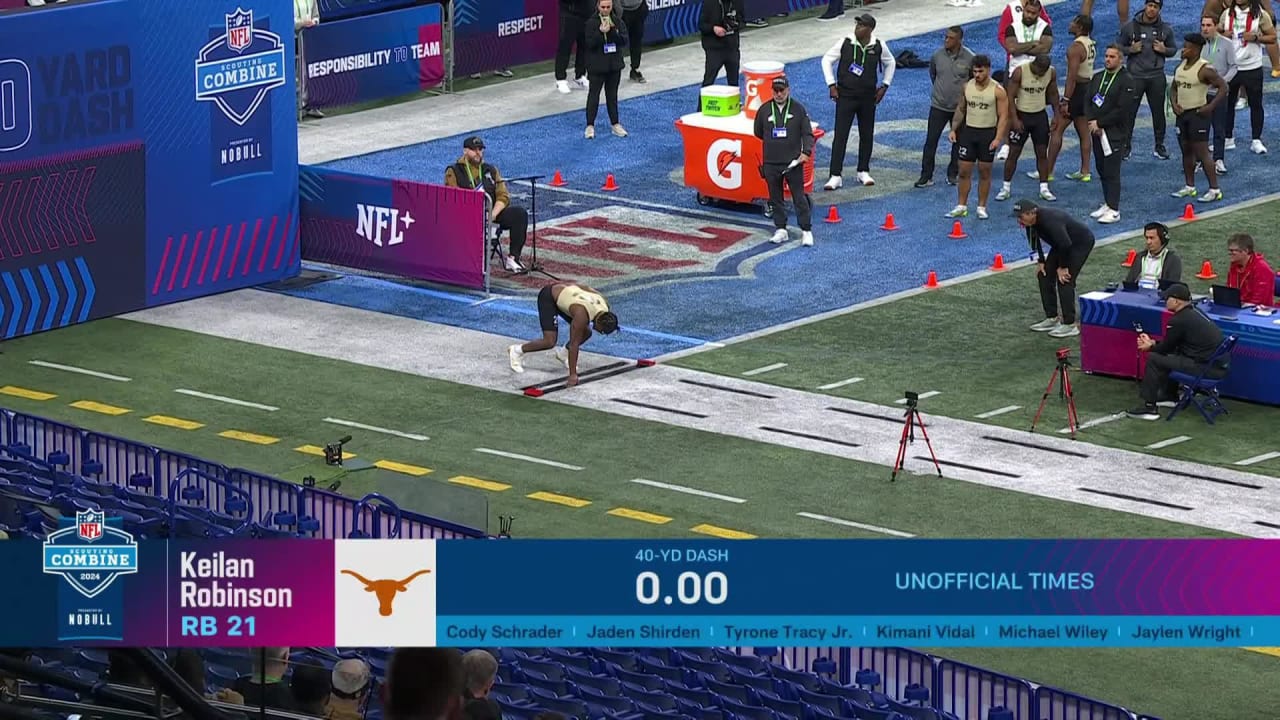 Running back Keilan Robinson runs 40-yard dash at 2024 combine