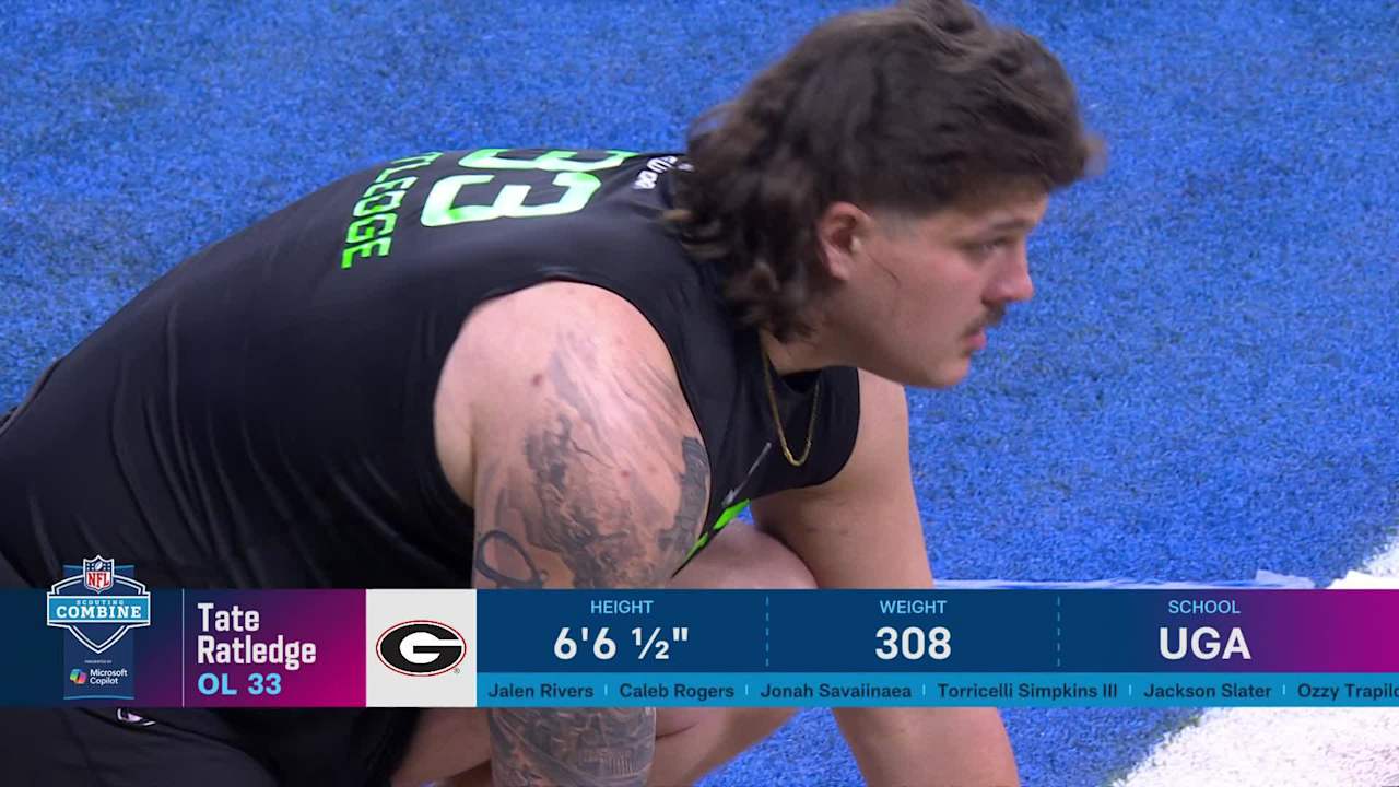 Offensive guard Tate Ratledge runs official 4.97-second 40-yard dash at ...