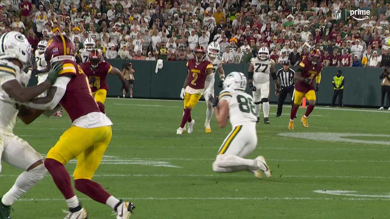Green Bay Packers tight end Luke Musgrave's first catch of night goes ...