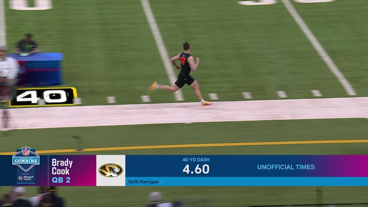 Quarterback Brady Cook runs official 4.59-second 40-yard dash at 2025 ...