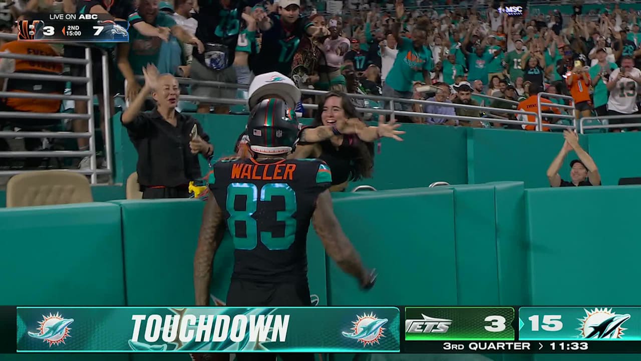Miami Dolphins tight end Darren Waller catches his second touchdown ...