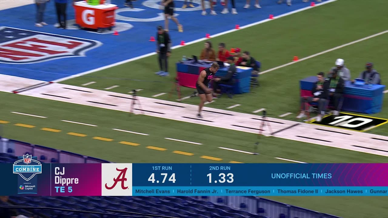 Tight end CJ Dippre runs official 4.69-second 40-yard dash at 2025 NFL Scouting Combine