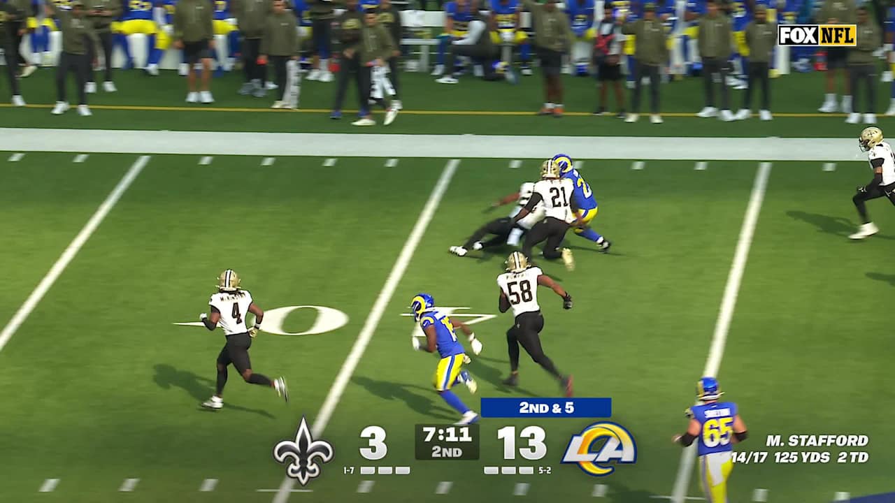 Los Angeles Rams running back Blake Corum carves the Saints defense ...