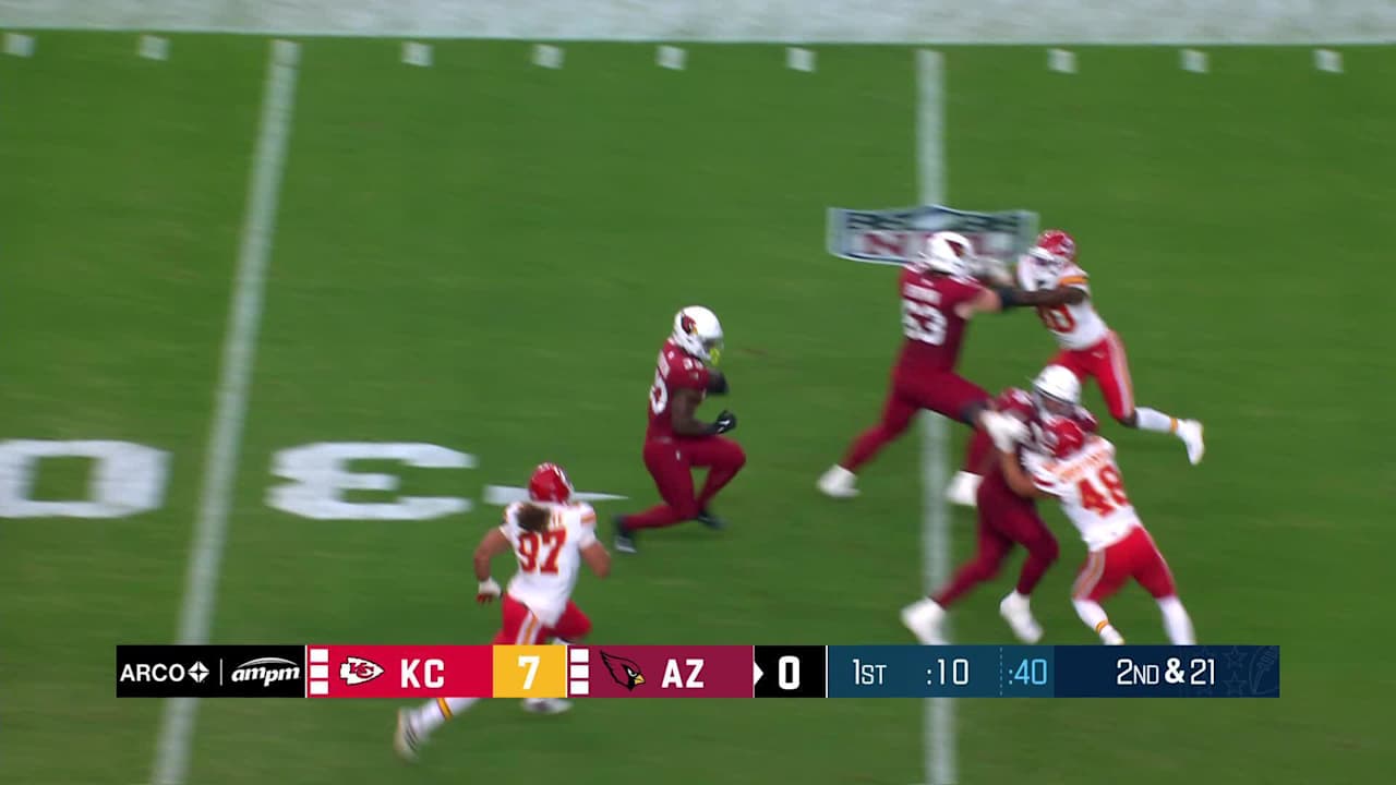 Arizona Cardinals running back Trey Benson breaks loose for a 20-yard ...