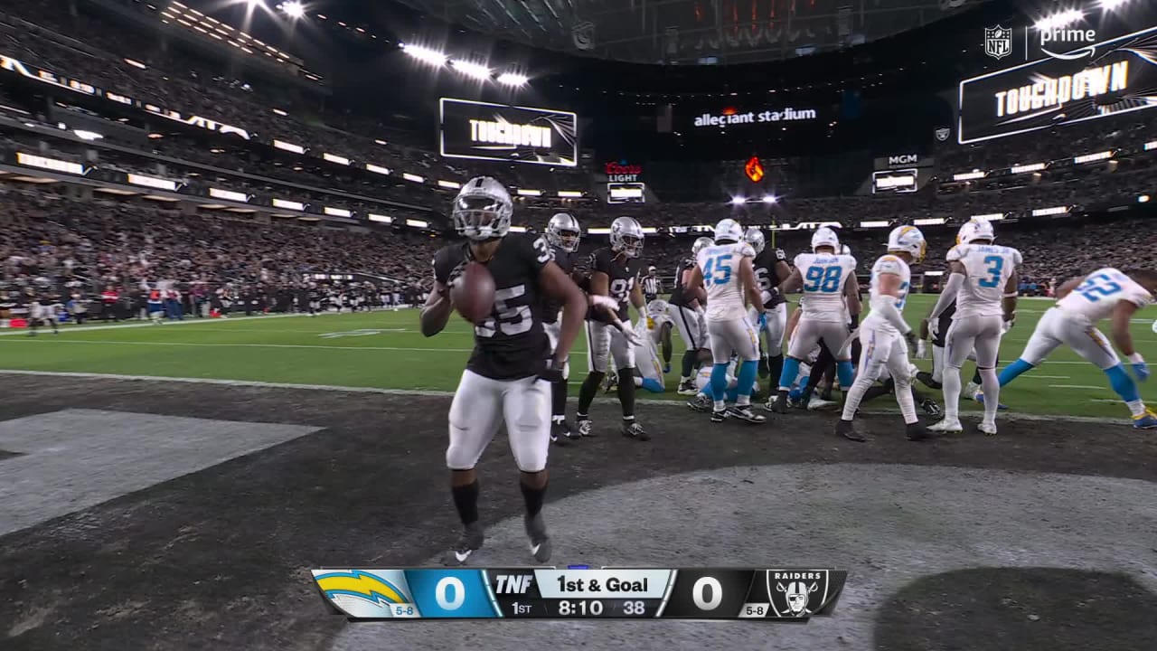 Las Vegas Raiders running back Zamir White's touchdown run marks the Raiders' first points since ...