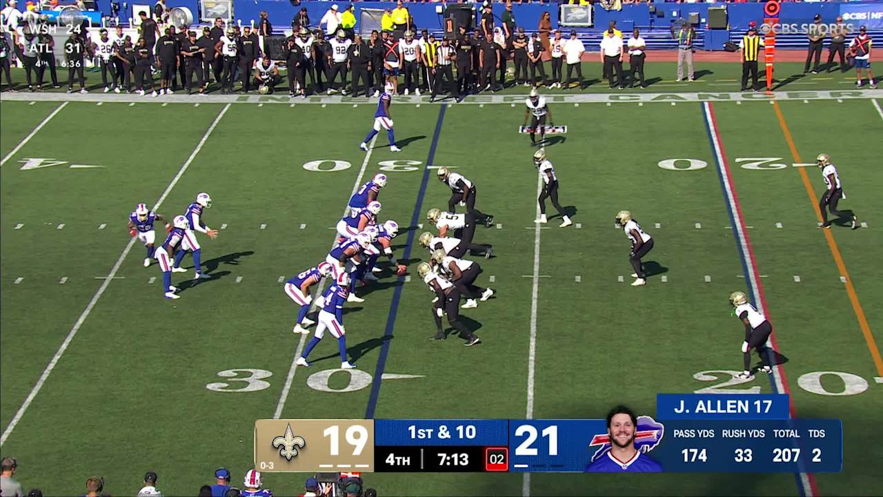 Buffalo Bills quarterback Josh Allen's 28-yard touchdown pass to tight ...