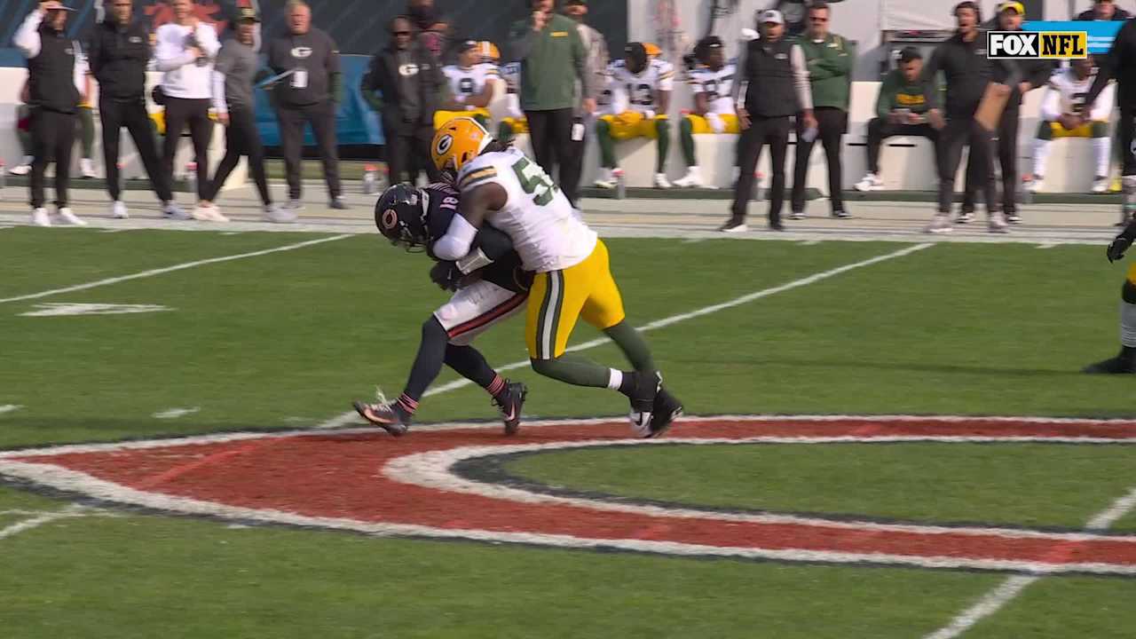 Green Bay Packers linebacker Brenton Cox brings down Chicago Bears ...