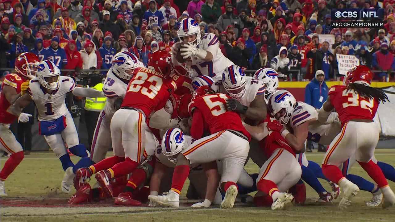 Buffalo Bills quarterback Josh Allen's fourth-down leap over line of ...