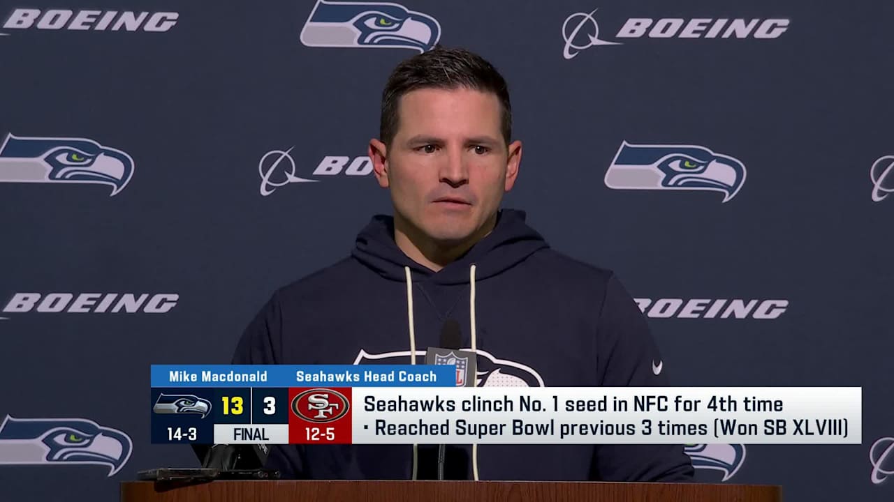 Seattle Seahawks head coach Mike Macdonald on Seahawks clinching NFC ...