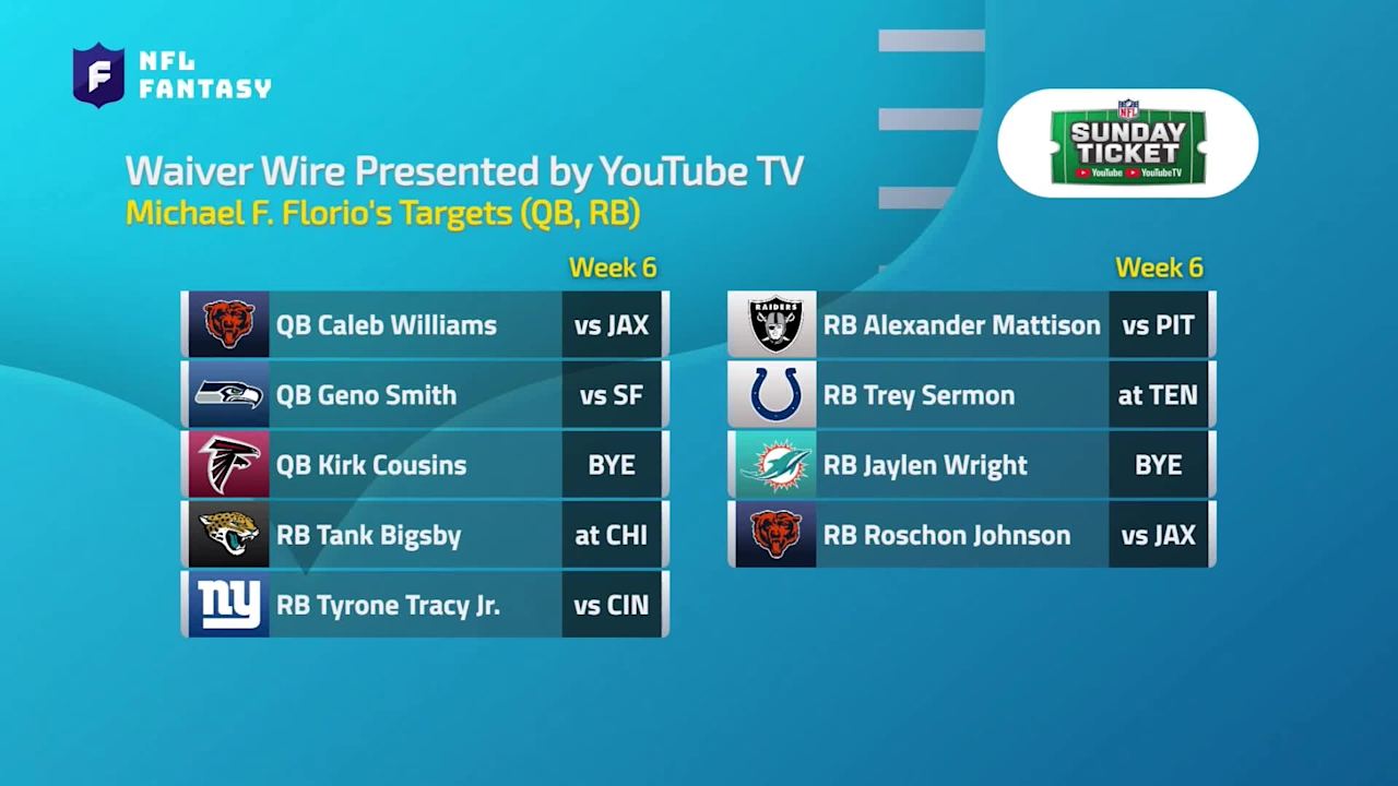 Waiver Wire Targets for Week 6 | Waiver Wire presented by YouTube TV