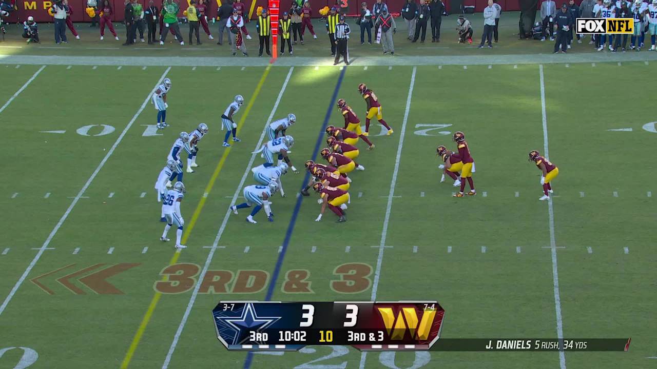 Washington Commanders' quarterback Jayden Daniels wins race to pylon ...