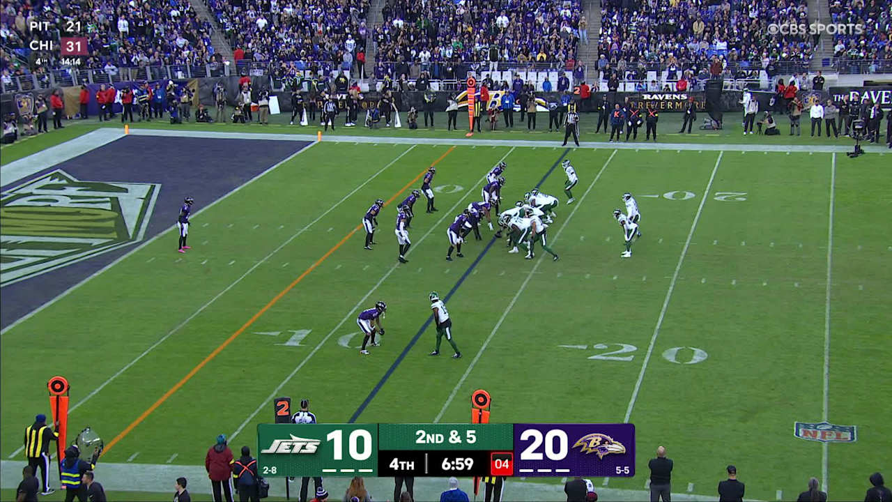 Baltimore Ravens cornerback Marlon Humphrey's force fumble on Breece ...