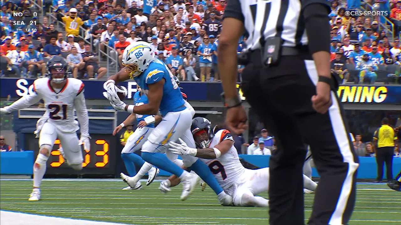 Los Angeles Chargers rookie tight end Oronde Gadsden II's first NFL ...