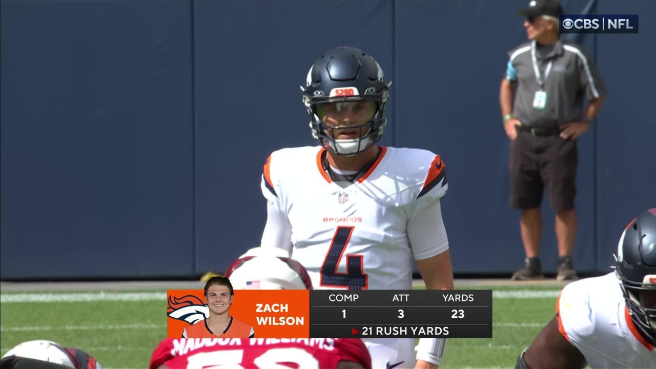 Denver Broncos quarterback Zach Wilson's sideline strike pinpoints ...