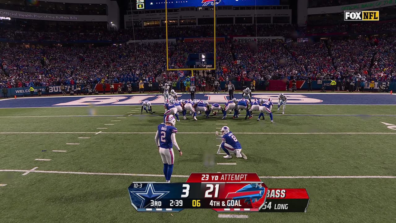 Kicker Tyler Bass' 23-yard field goal extends Buffalo Bills' lead to 21 ...