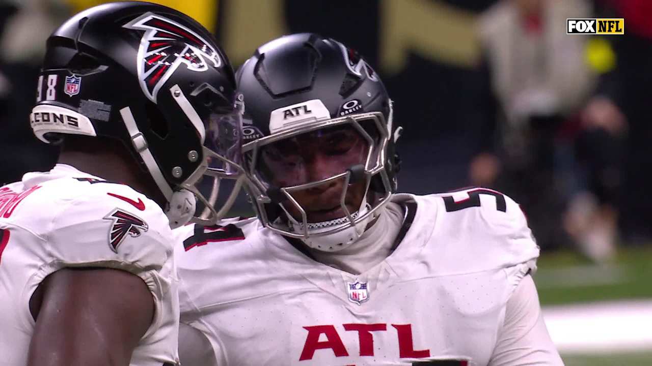 Atlanta Falcons defensvine lineman Brandon Dorlus brings down New ...