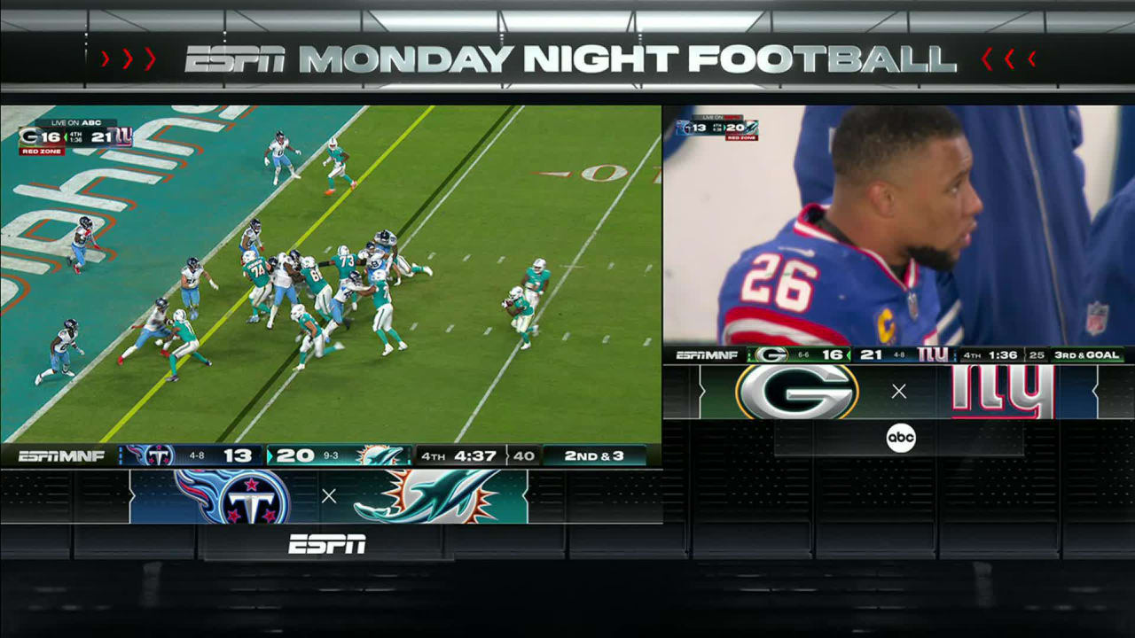 Miami Dolphins running back Raheem Mostert gets to the edge for second TD run of 'MNF'